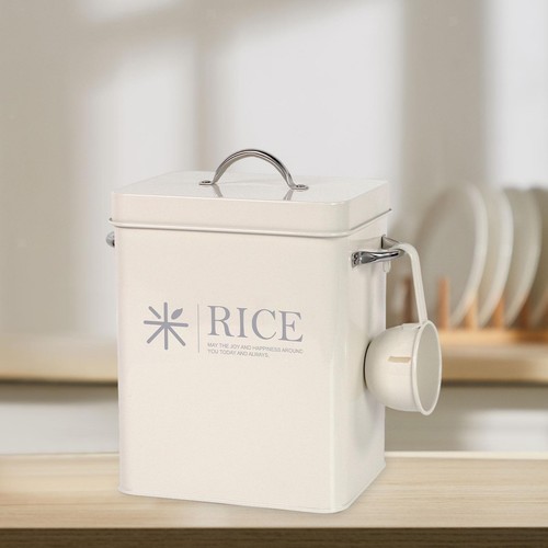Metal Rice Storage Container Pots Rice Canister with Lid Sealed Food ...