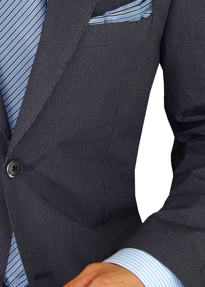 DTI BB Signature Italian Mens Two Button Suit Set 2 Piece Trim Fit ...