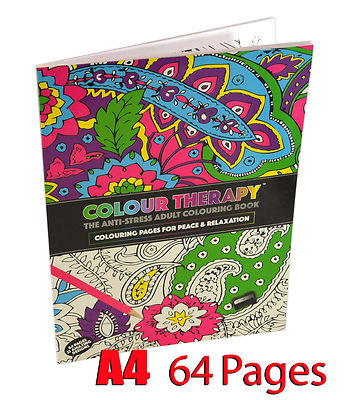Colour Therapy Adult A4 64 Pages Soft Back Anti Stress Colouring Book ...