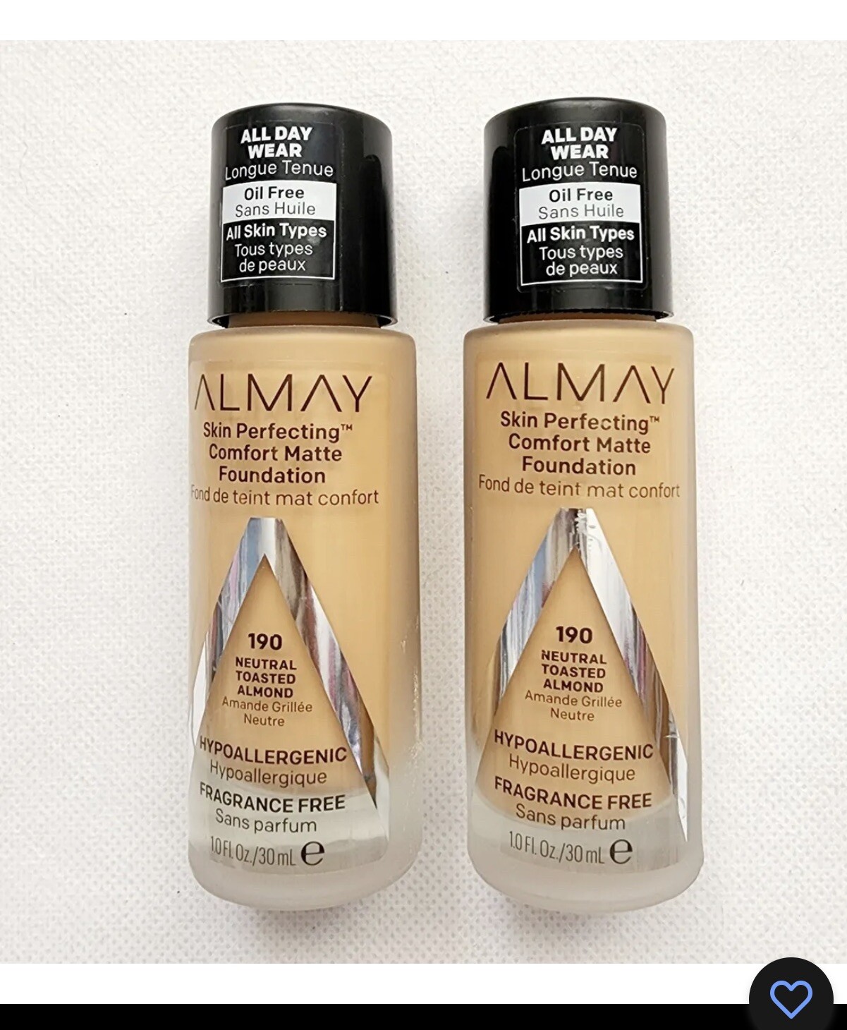 2x Almay Skin Perfecting Comfort Matte Foundation #190 Neutral Toasted ...