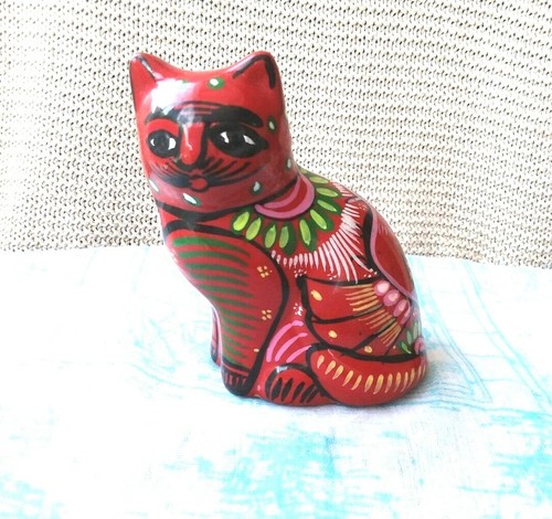 Vintage Ceramic Red Cat Figurine Hand Painted Collectible Animals Gift ...