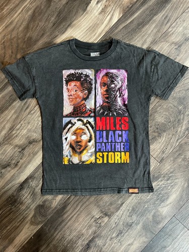 Miles Morales Black Panther Storm Marvel Boy's T-Shirt Grey Size S | eBay