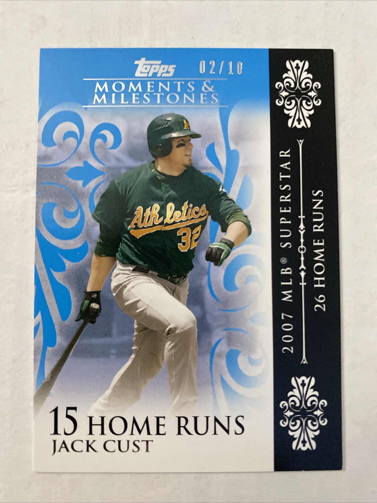2008 Topps Moments & Milestones Blue 2/10 Jack Cust (2007 26 Home Runs ...