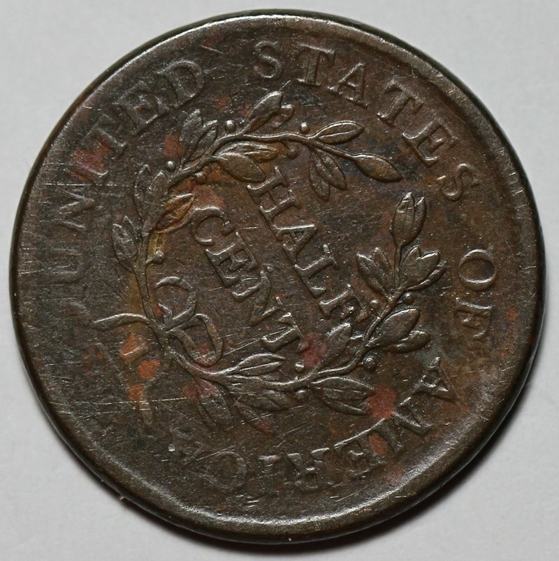 1806 Draped Bust Half Cent - Small 6/Stemless - Rotated Die - 1/2c ...