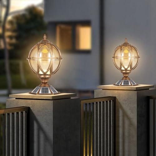 Solar Post Cap Light Victorian Globe Outdoor Waterproof Fence Pillar ...