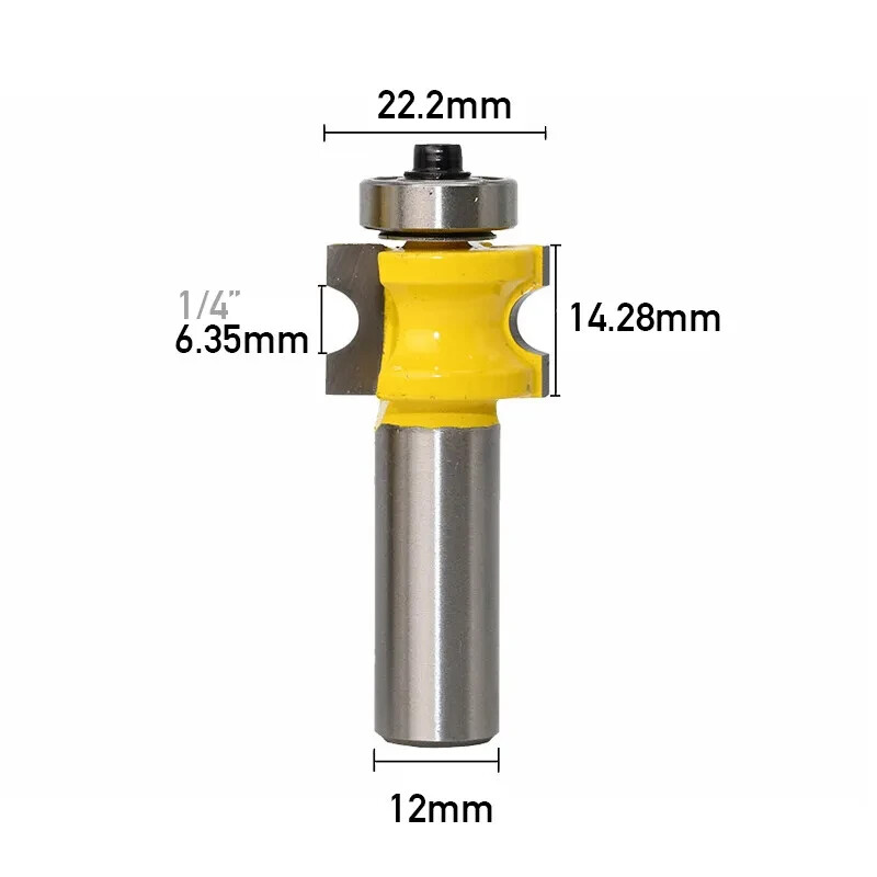5PC 1/2"Shank Bead Router Bit Set Half Round Bull Nose Radius Bearing ...