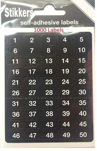 1000 Sticky Numbered Labels 1 to 500 Self Adhesive Stickers Number ...
