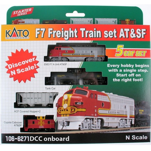 Kato 106-6271DCC F7 Freight Train (5) Car Set DCC Onboard Santa Fe N ...