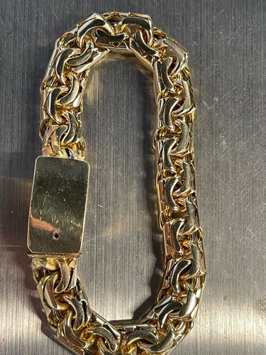 10K Yellow Gold Close Tight Solid Chino Link Bracelet Esclava ID Plate ...