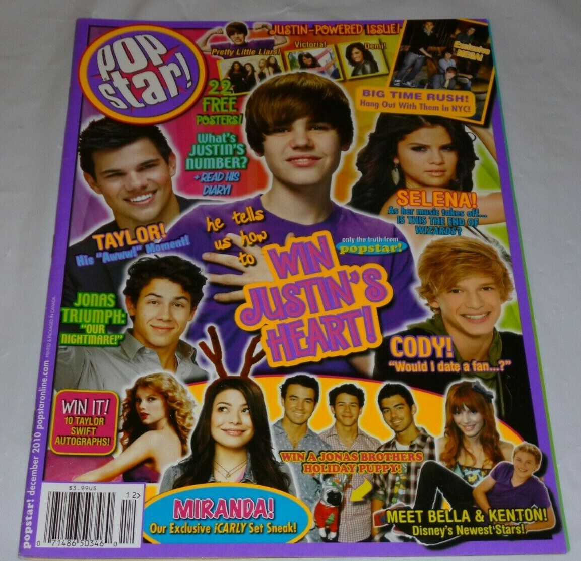 POP STAR! TEEN MAGAZINE 2010 JUSTIN BIEBER CODY SIMPSON TWILIGHT JONAS ...