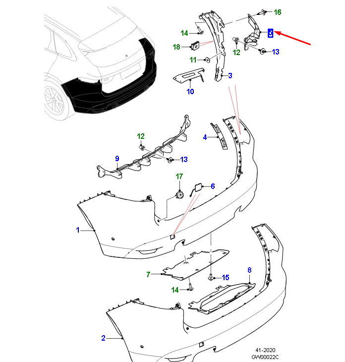JAGUAR F-PACE X761 Rear Left Bumper Upper Bracket T4A39001 NEW GENUINE ...