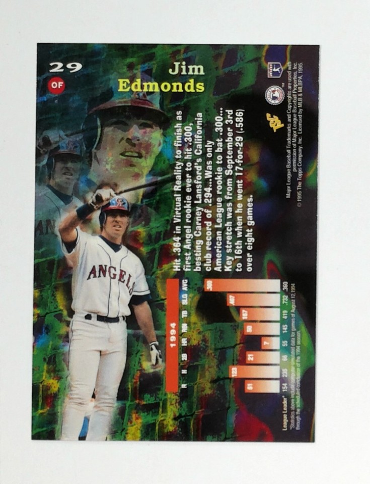 1995 Stadium Club #29 Jim Edmonds Virtual Reality California Angels | eBay