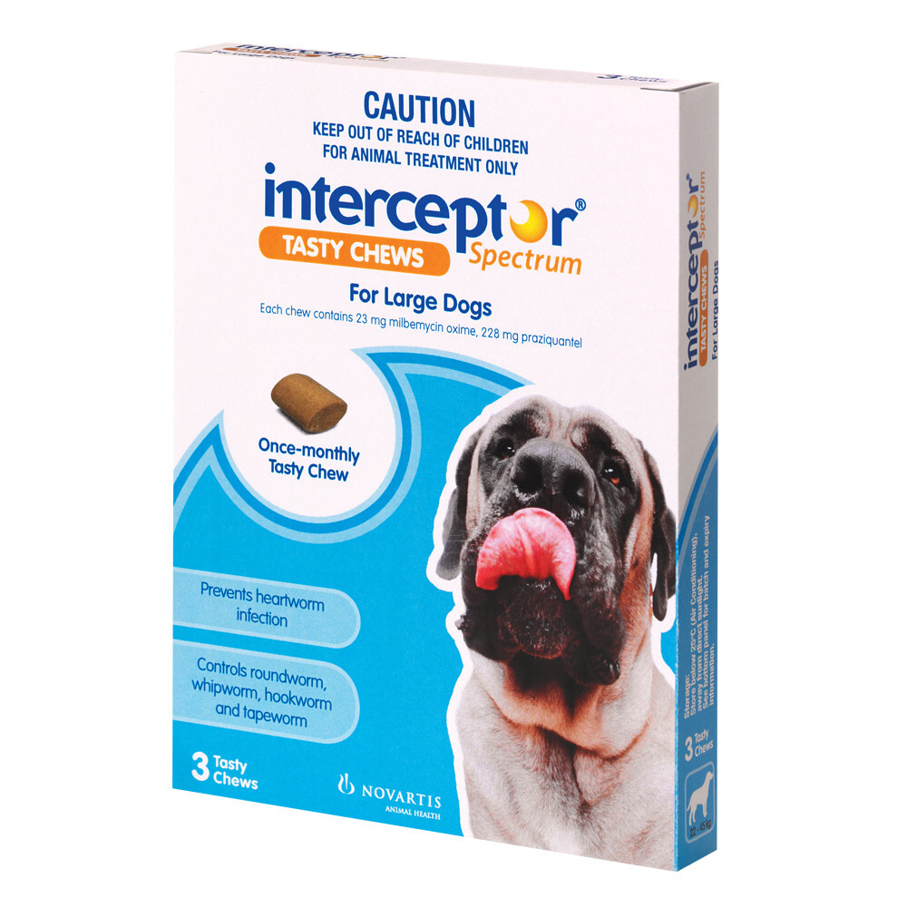 Interceptor Spectrum Heartworm & Worms for Dogs 22 - 45kg - 3 Pack ...