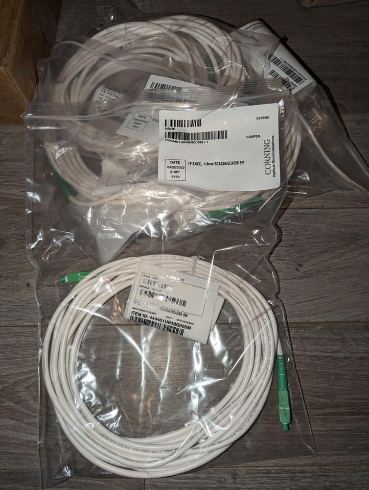 Corning Fiber Optic Cable Assembly 1F 5.0CC 4.8mm SCA326 5M - Lot of 3 ...