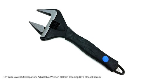 12" Wide Jaw Shifter Spanner Adjustable Wrench 300mm Opening Cr-V Black ...