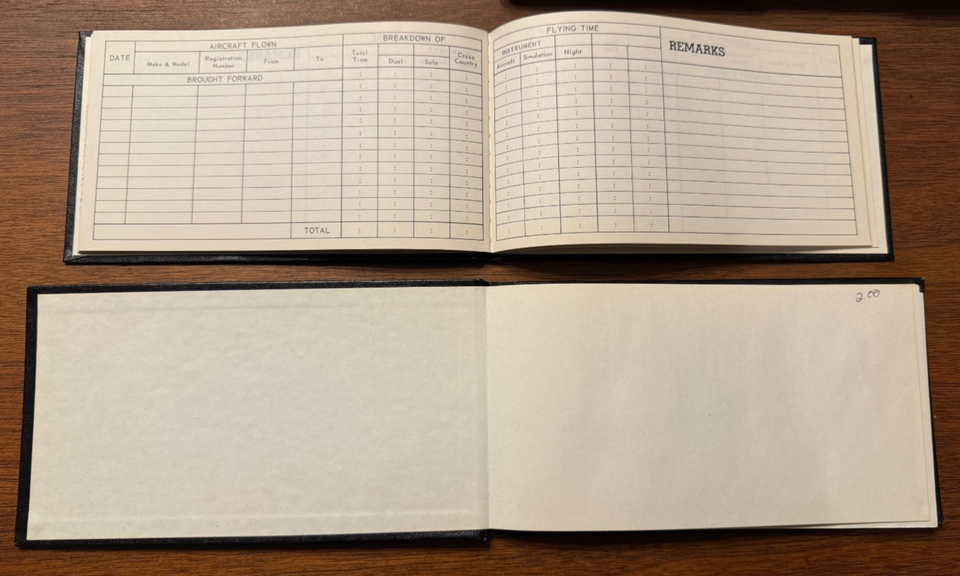 Set of 2 VINTAGE 1960s PILOT FLIGHT RECORD AND LOG BOOKS Airplanes NOS ...