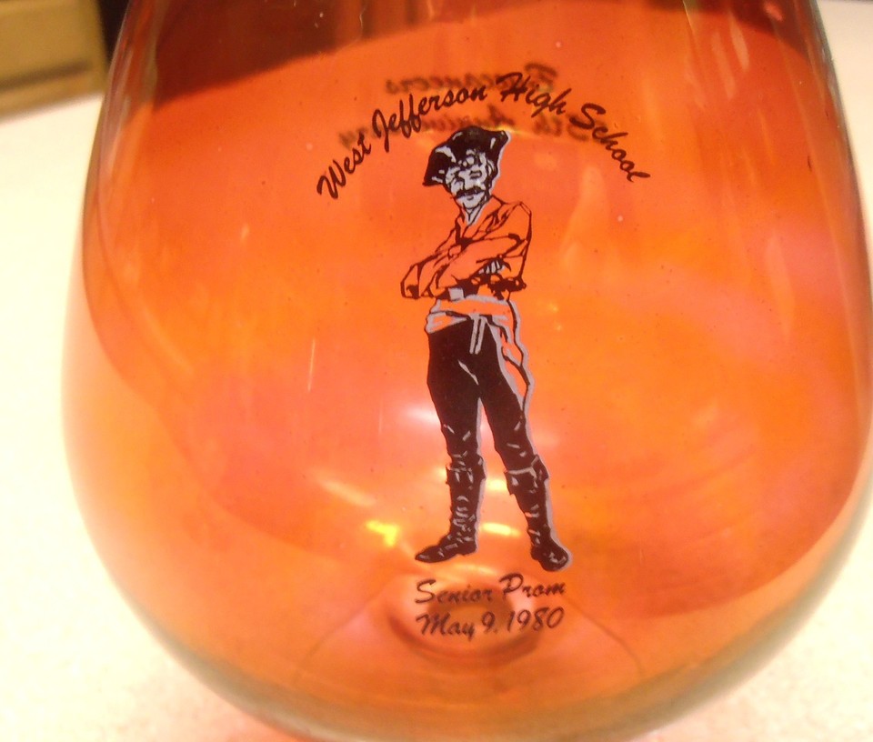 VINTAGE 1980 WEST JEFFERSON HIGH SCHOOL BUCCANEERS SENIOR PROM GLASS ...