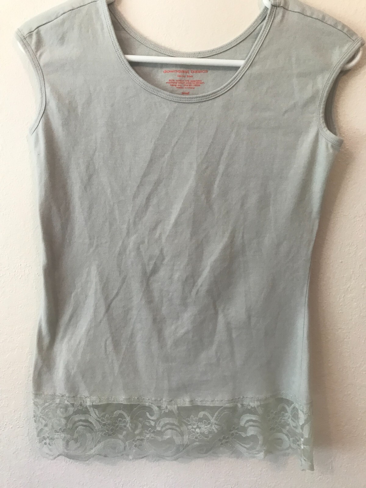 Downeast Basics Lace Tee - Pale Blue - Size Small - … - Gem