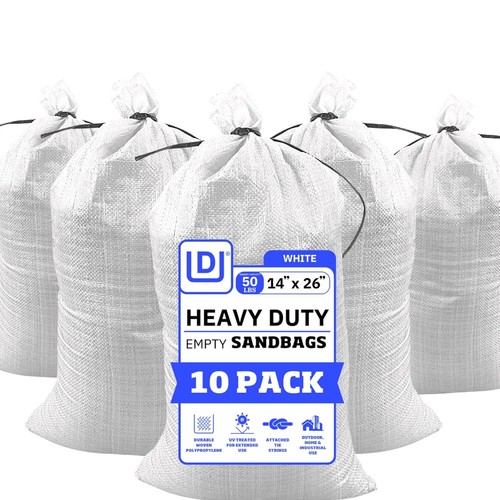 Heavy Duty Sand Bags with Tie Strings Empty Woven, White, 10 Count ...
