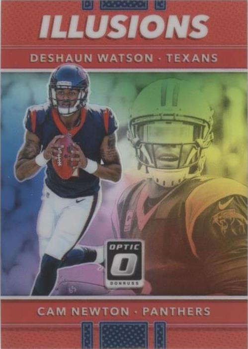 2017 Donruss Optic - Illusions Deshaun Watson, Cam Newton #21 Red Prizm ...