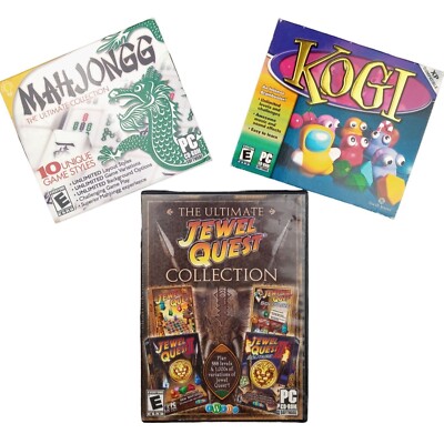 Video Games PC Lot Of 3 Kogi Mahjongg Ultimate Jewel Quest CD ROM 98 XP ...