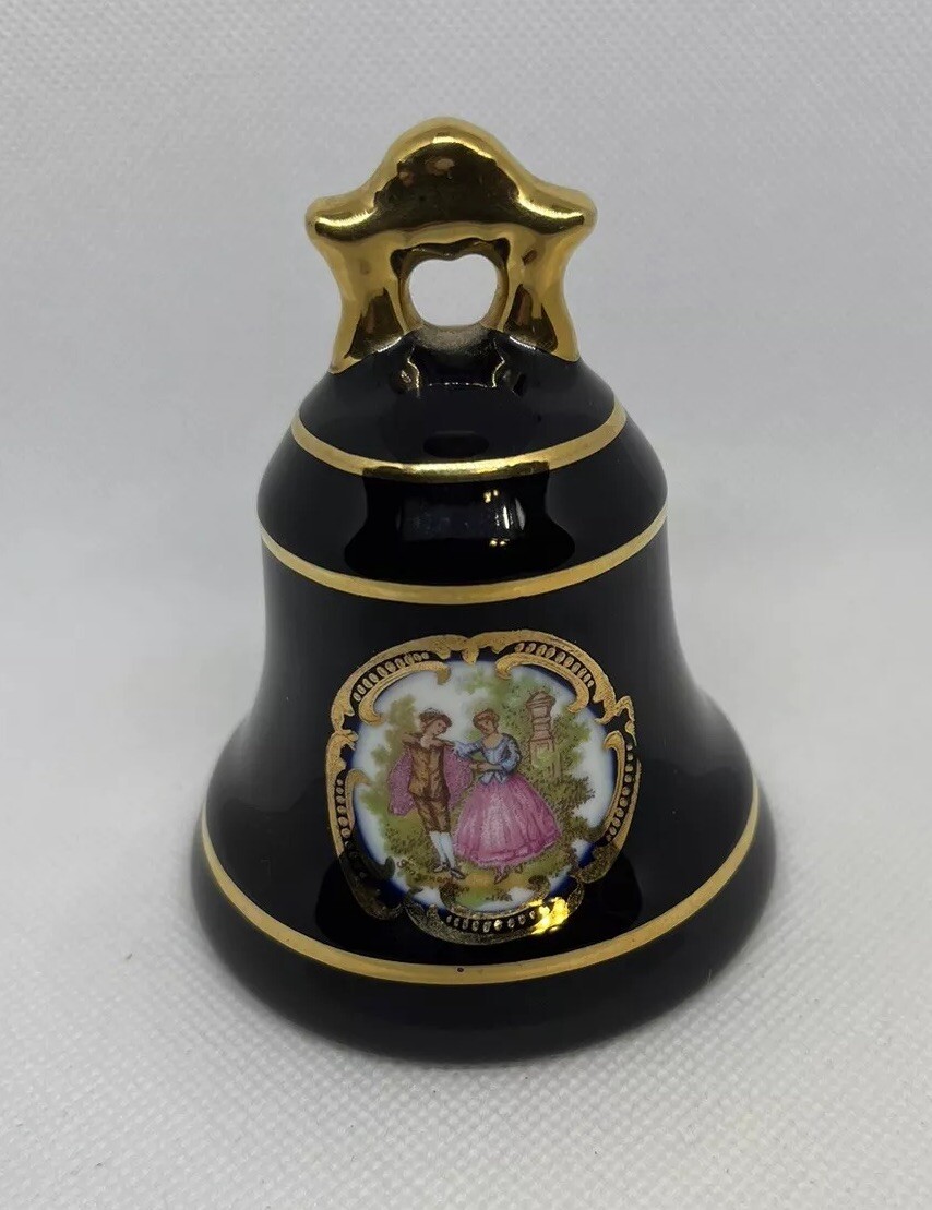 Limoges Castel France Cobalt Blue Gold Decorative Bell Courting Scene ...
