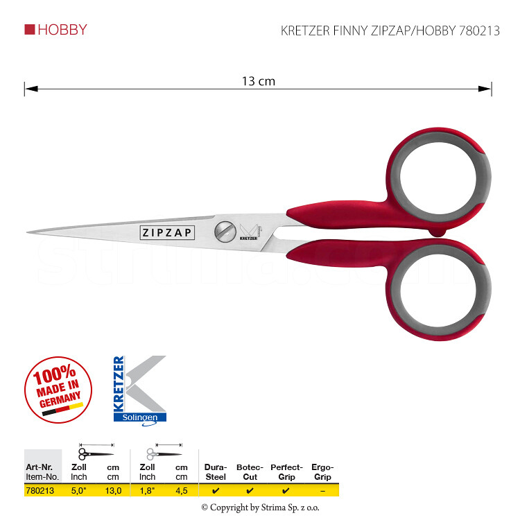 KRETZER ZIPZAP 780213 - SCISSORS FOR THREADS AND EMBROIDERY - 5"/13 cm ...
