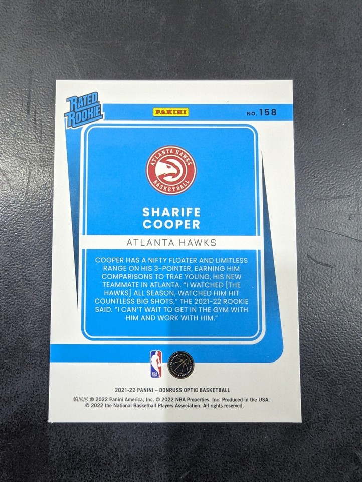 2021-22 Panini Donruss Optic - Sharife Cooper #158 Rookie Card RC Hawks ...