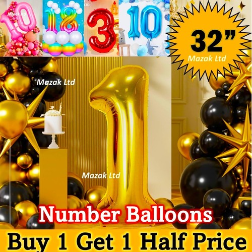 Number Balloons 32" Foil Birthday Party Large Giant Helium Air ...