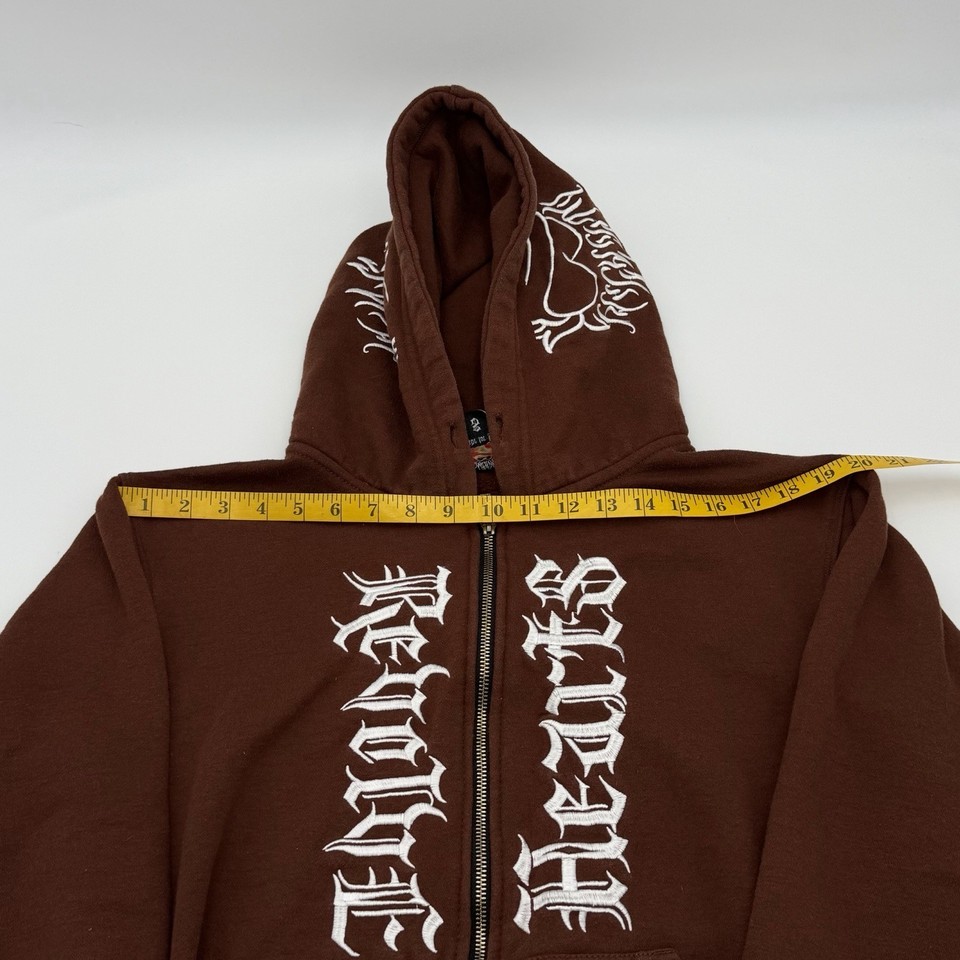 Made For You Brown Zip Up Hoodie Gothic Font Graphic Size S | eBay