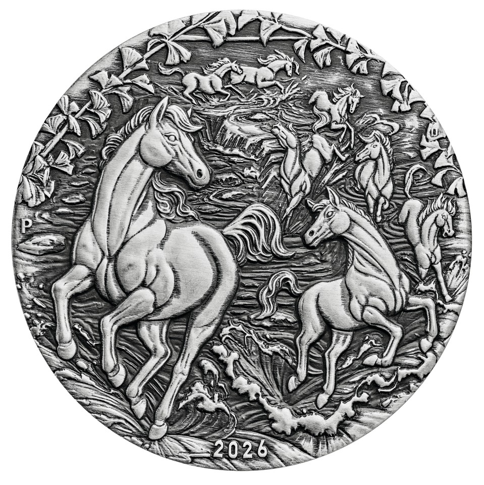 2026 Lunar Year of the Horse 2oz .9999 SILVER $2 Lunar ANTIQUED COIN ...