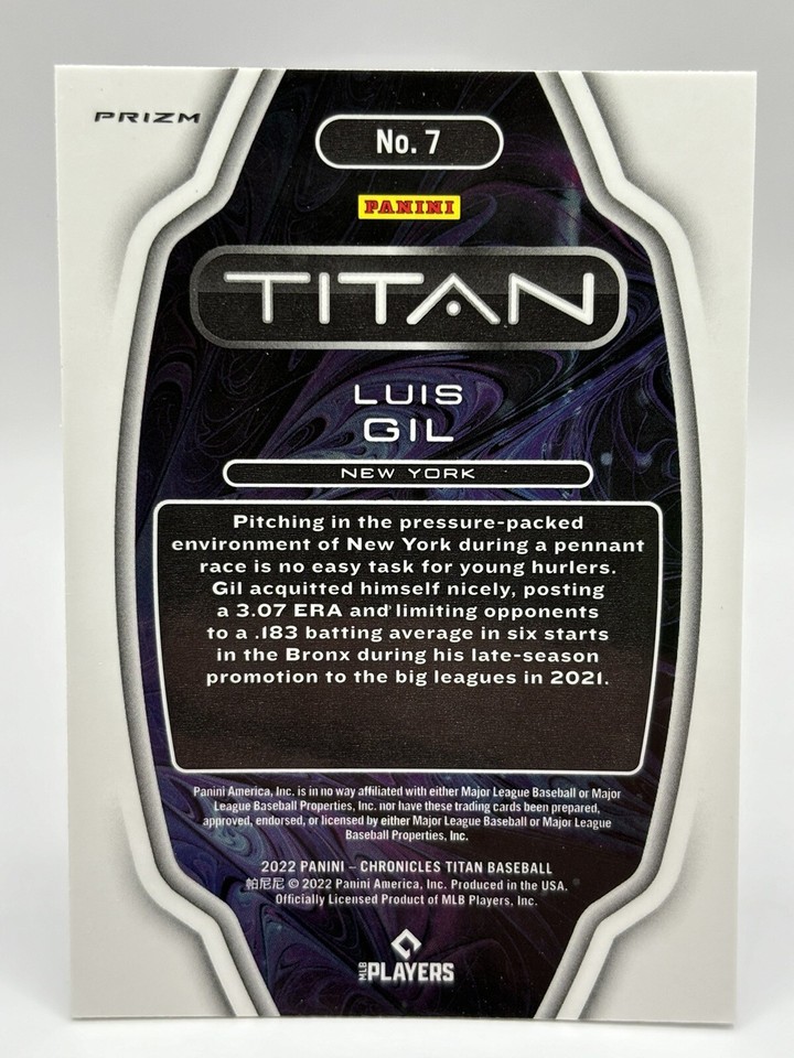 2022 Titan Luis Gil #7 Building Blocks Prizm New York Yankees Rookie RC ...