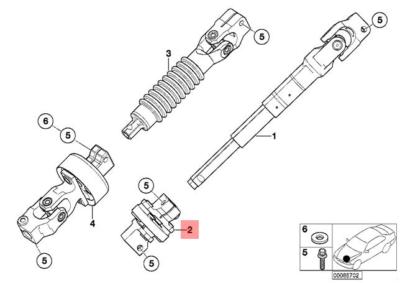 Genuine OEM BMW E46 Steering Coupling Column Joint at Rack 32301094703 ...