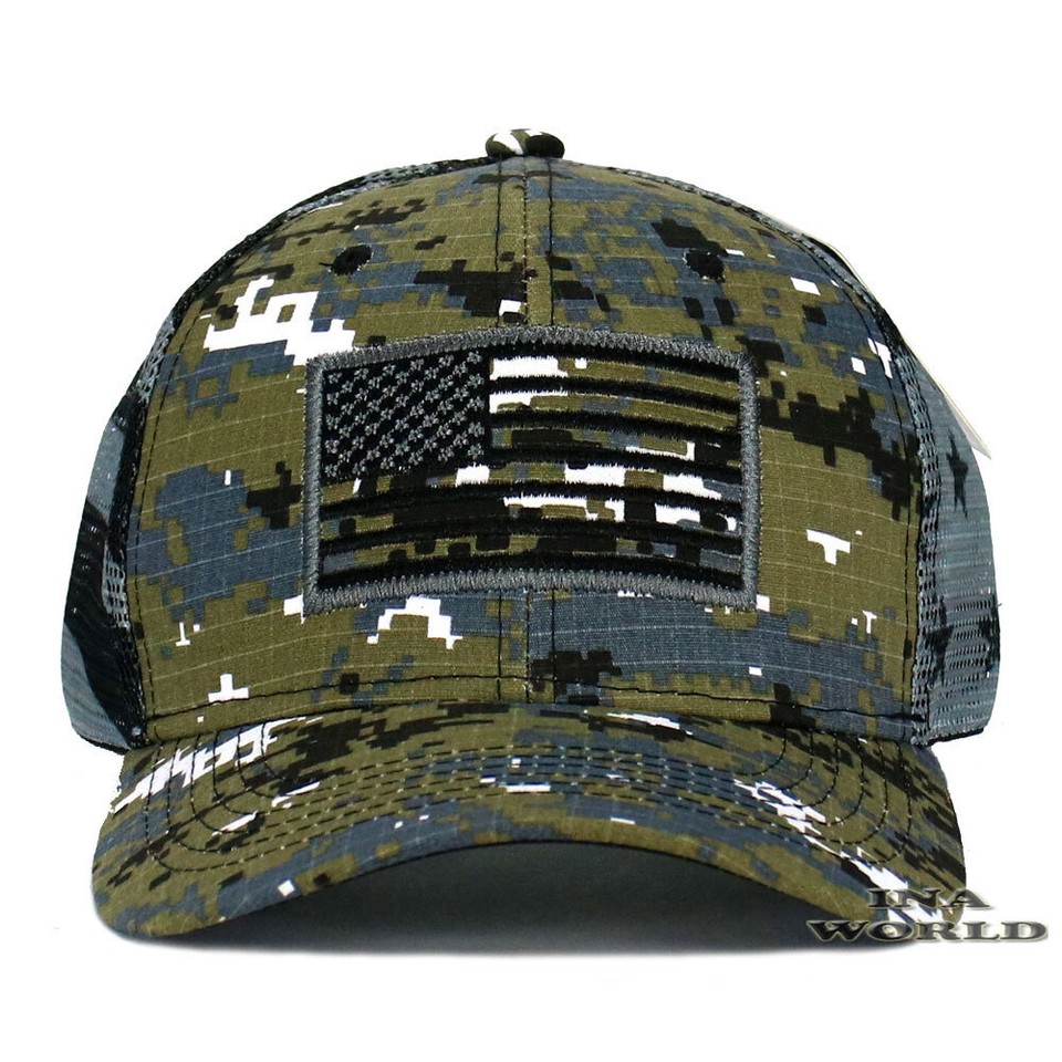 USA American Flag Hat Tactical Operator Military Flag Mesh Snapback ...