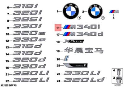 Genuine BMW M3 G20 M340i M340iX Sedan Lettering 51148079594 | eBay