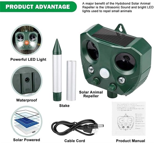 Solar Ultrasonic Pest Animal Repeller Motion Sensor Bird Rat Possum ...