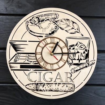 CIGAR Modern Unique Wooden Wall Clock Wall Art Silent Wall Clock CL ...