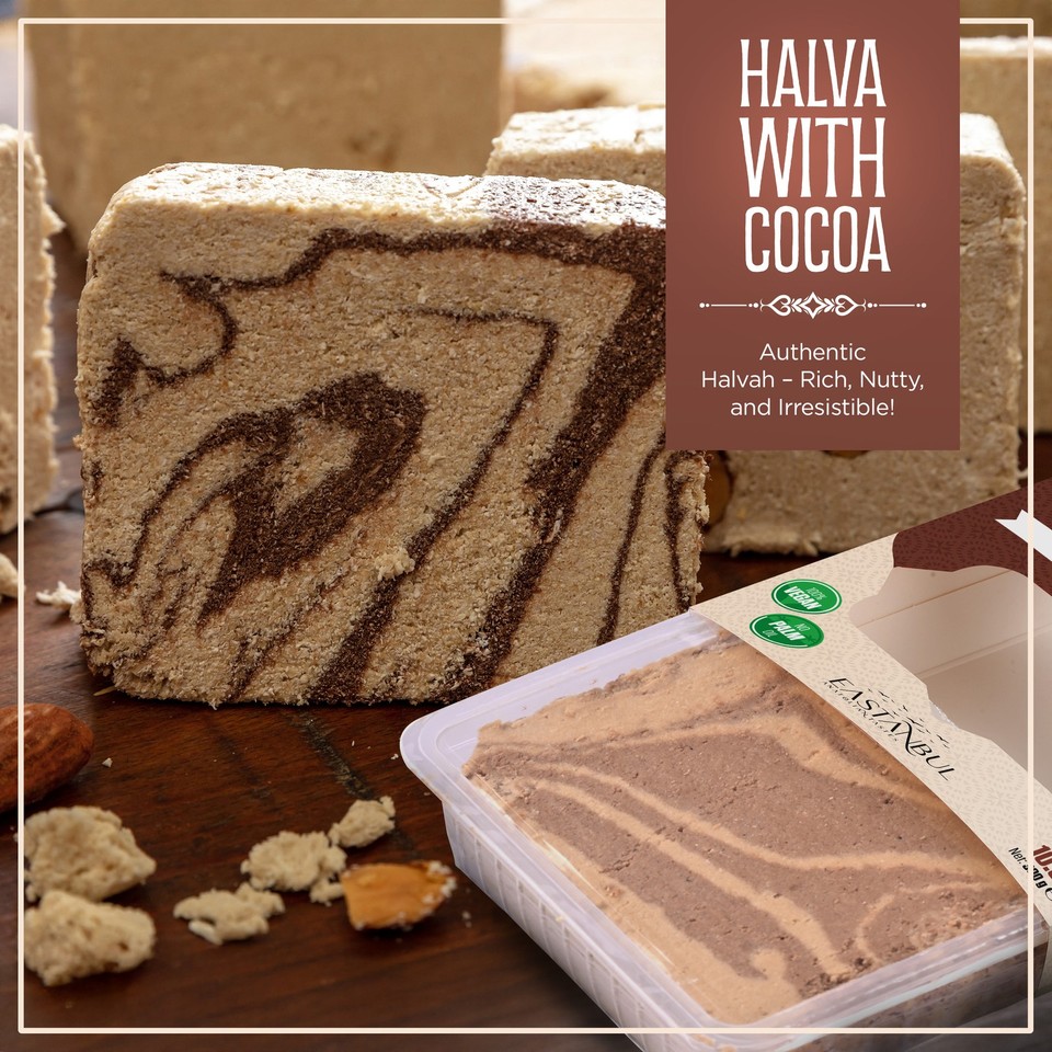 Eastanbul Halvah with Cocoa, 10.6oz, Halvah Marble, Turkish Halva ...