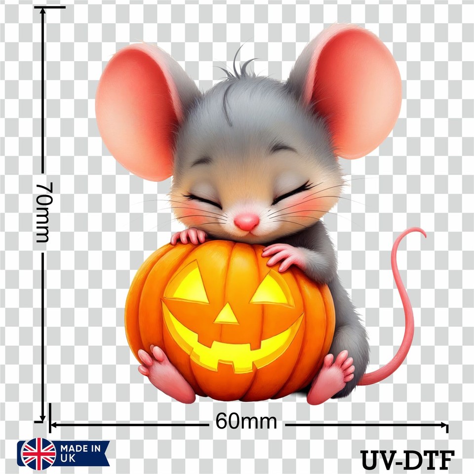 Halloween Pumpkin Mouse 8pcs UV DTF Stickers - Glass Laptop Tumbler Cup ...
