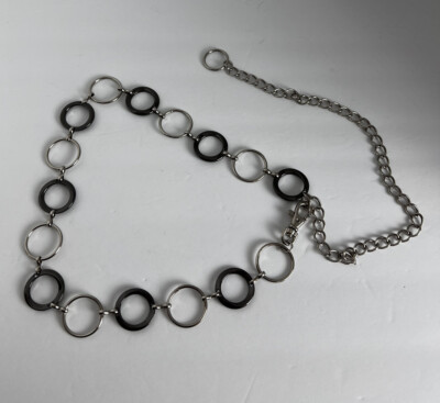 Fashion Circle Metal Chain Belt Womens Silver Round Belt With Long ...