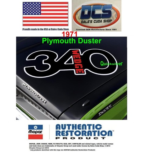 1971 Plymouth Duster 340 Wedge red Hood Decal 3443841 New MoPar | eBay