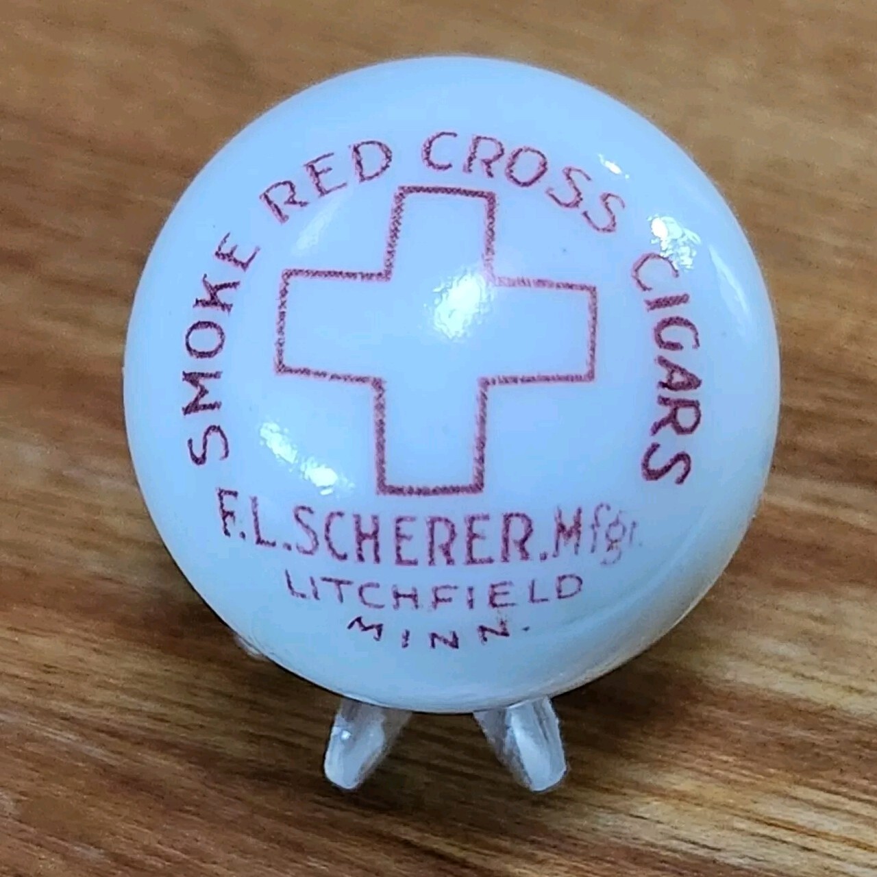 RED CROSS CIGAR ADVERTISING MARBLE 1" SHOOTER & STAND TOBACCO ...