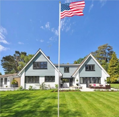 20ft Sectional Flag Pole Ball Top Kit 16 Gauge & 3'x5' Free US American ...