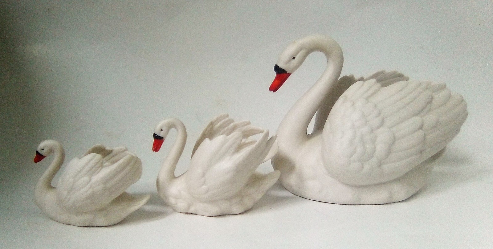 Set Of 3 Goebel ZV 103 West Germany White Bisque Porcelain Swans 0, I ...