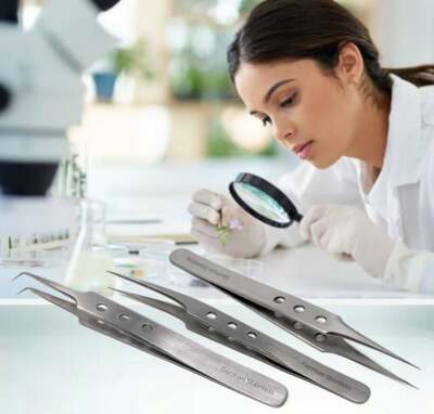 Precision Point Stainless Steel Lab Tweezers for Microscopic ...