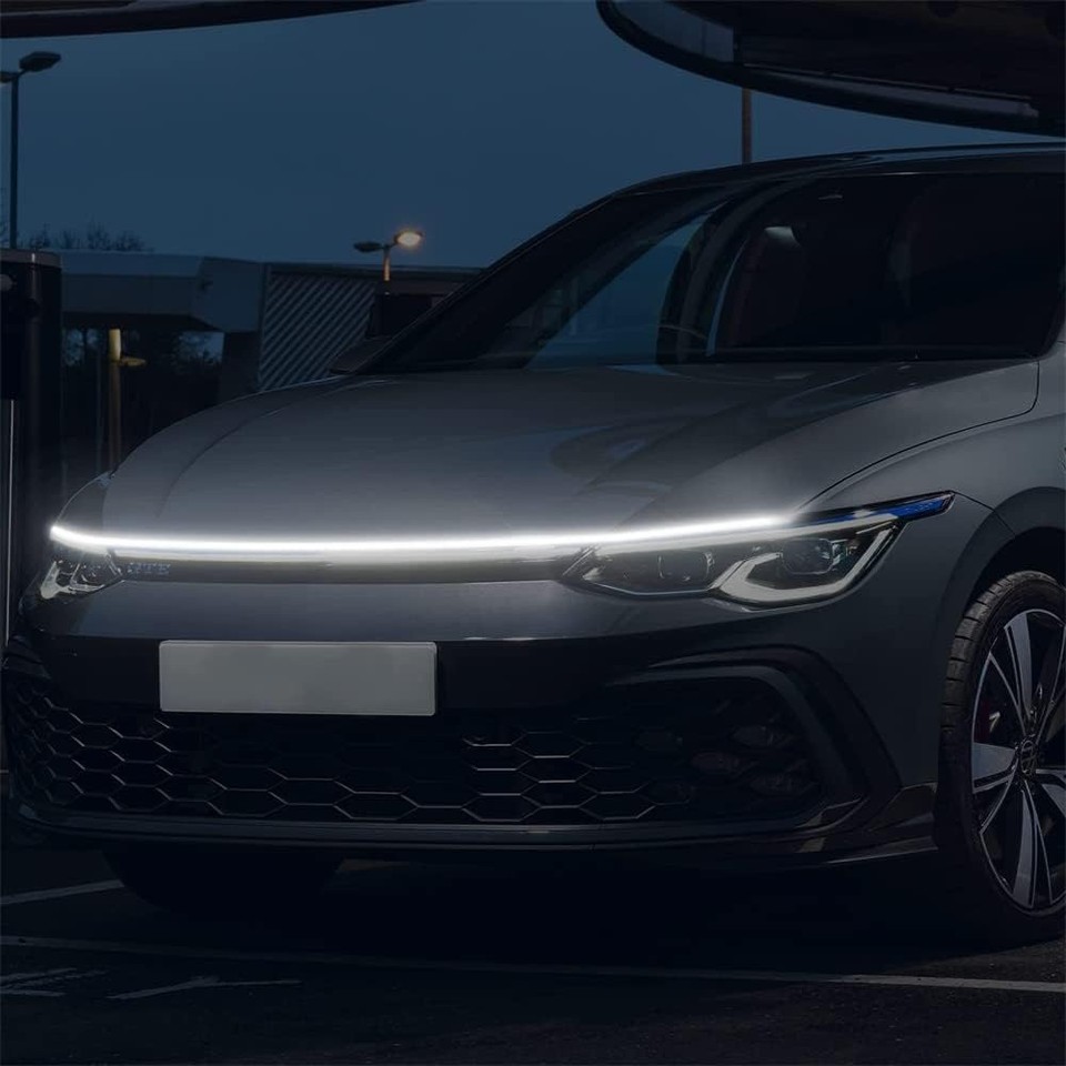 White Start Scan Dynamic LED Hood Light Strip Flexible Daytime Running ...