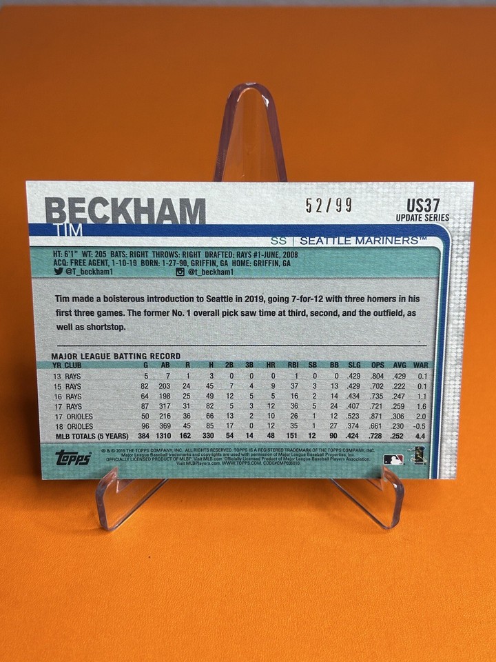 2019 Topps Update Vintage Stock /99 Tim Beckham #US37 | eBay