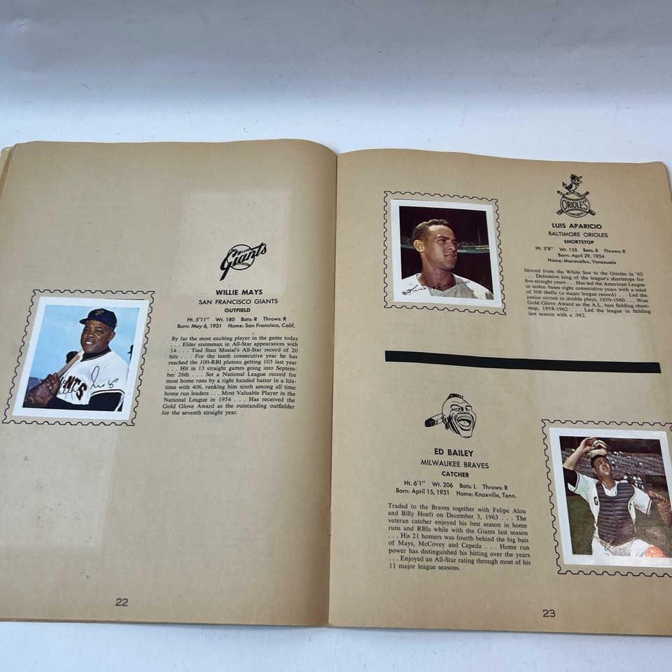 1964 Wheaties Major League Baseball MLB All-Star Player Stamp Album ...