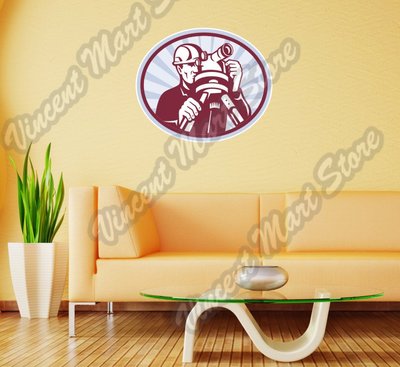 Geodetic Engineer Worker Theodolite Wall Sticker Room Interior Decor 25 ...