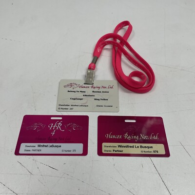 ORIGINAL Hancox Racing Race Horse Owner Shareholder Partner Card ID ...